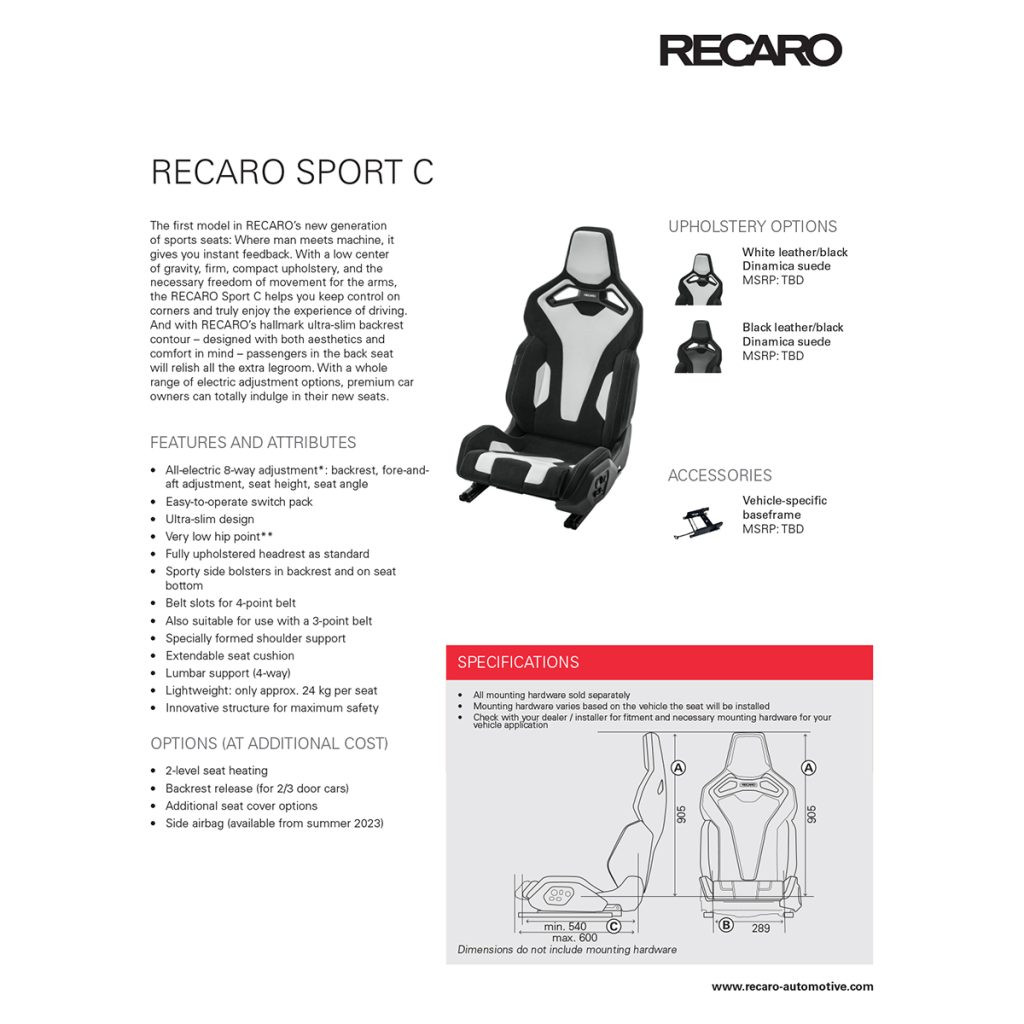 RECARO Sport C - Highline Autos - Your source for distinguished automobiles